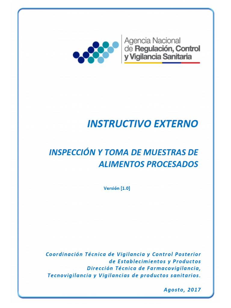 IE B.5.1.3 ALI 01 - Inspeccion y Toma de Muestra Alimentos | PDF | Alimentos | Muestreo ...