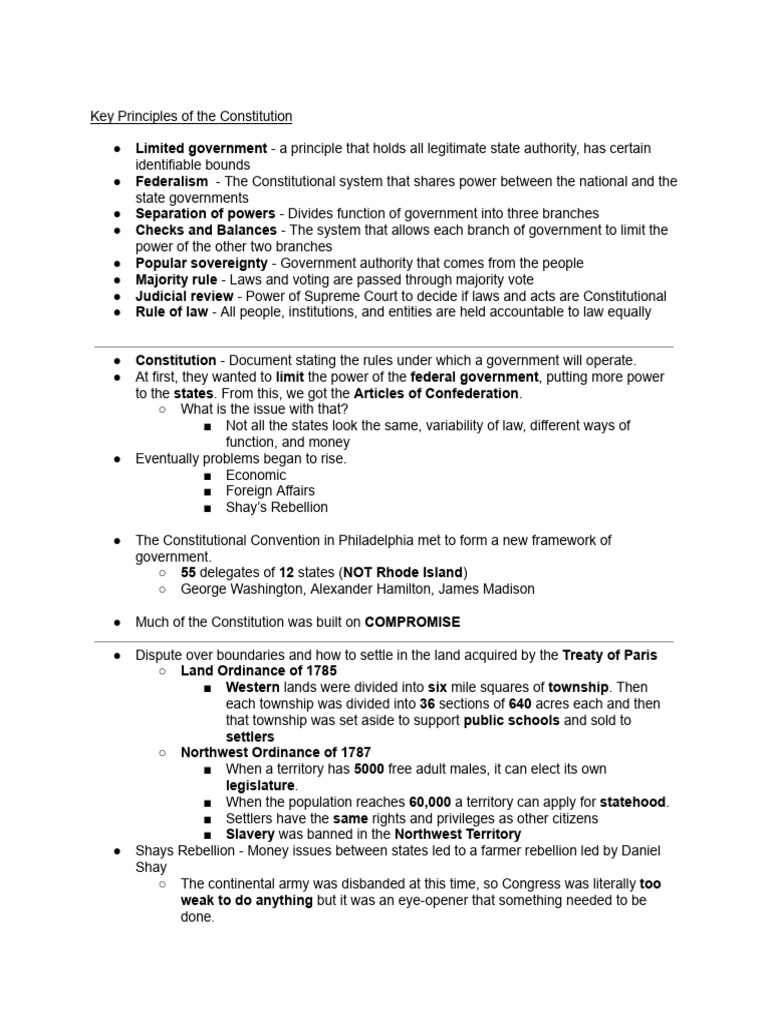 Study Guide For History Constitution Test | PDF | United States Bill Of ...