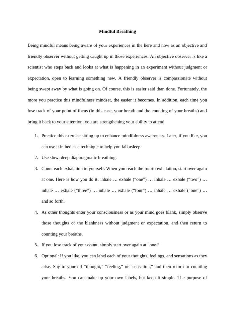 Mindful Breathing | PDF | Breathing | Mindfulness