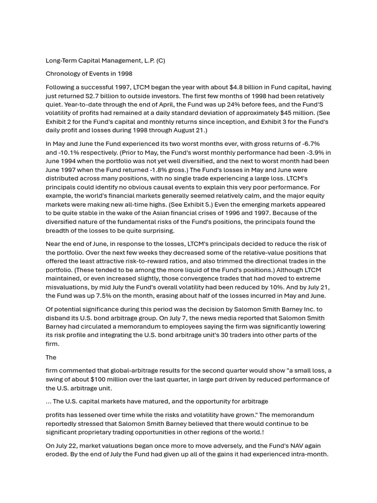 LTCM C | PDF | Arbitrage | Long Term Capital Management