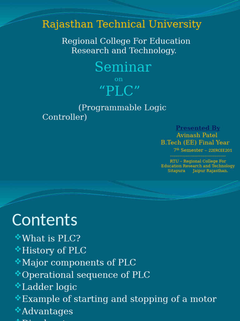 Avinash Seminar PPT - Electrical | PDF | Programmable Logic Controller | Logic Gate