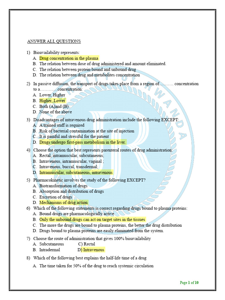 Questions S | PDF | Receptor Antagonist | Pharmacogenomics