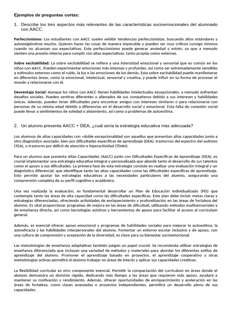 Ejemplos de preguntas cortas profes (Recuperado automáticamente) | PDF | Inteligencia | Creatividad