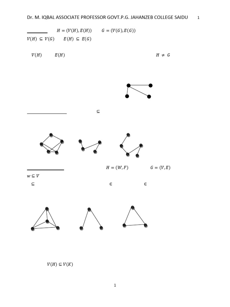 Subgraph, Isomorphim and Operations On GP | PDF | Vertex (Graph Theory ...