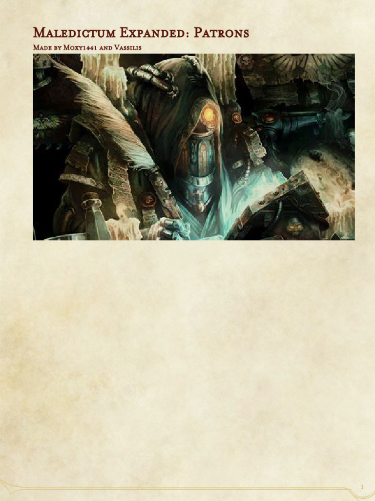 Maledictum Expanded: Patron Overview | PDF | Inquisition