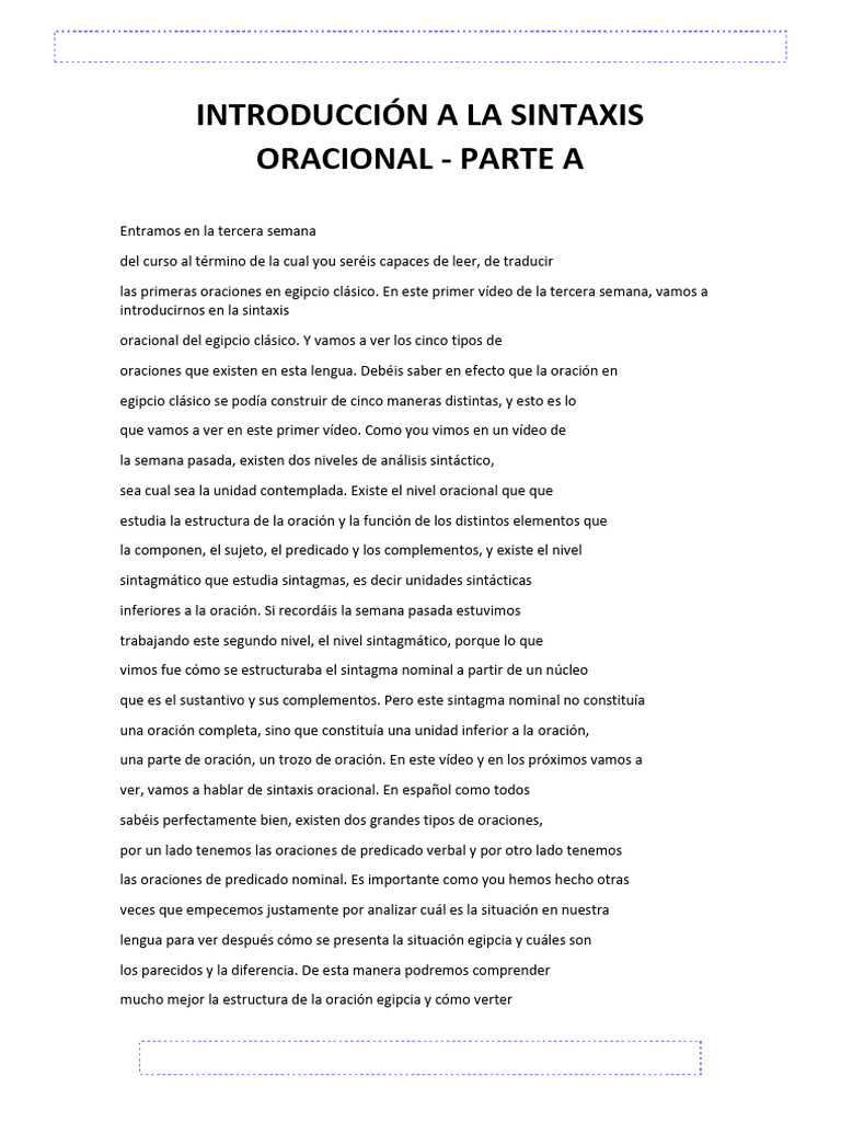 Introducción A La Sintaxis Oracional | PDF | Predicado (Gramática) | Adverbio
