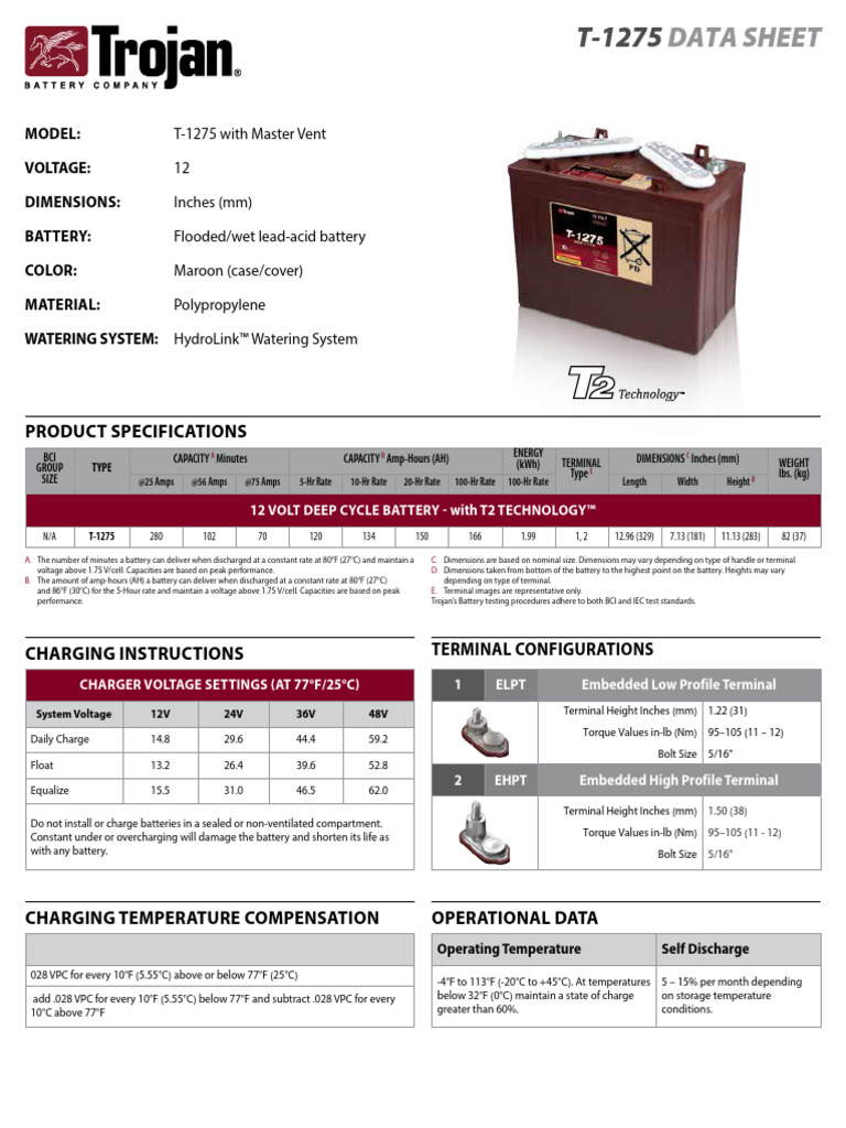 T1275 Trojan Data Sheets | PDF | Battery Charger | Electricity