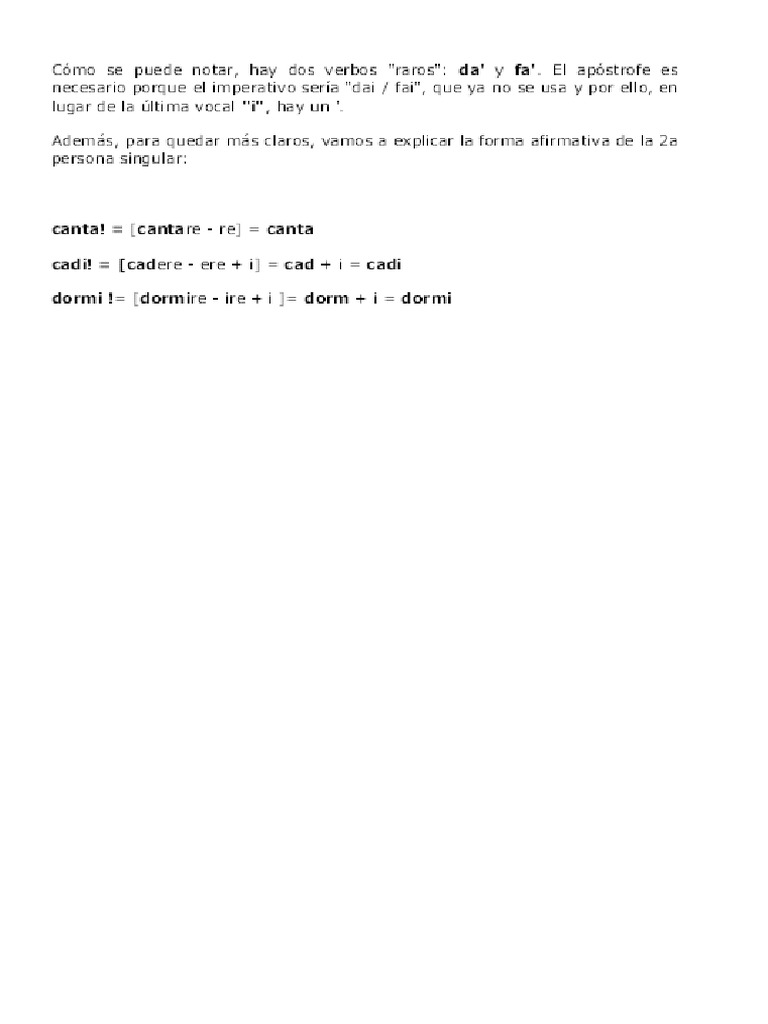 Imperativo Verbos Raros | PDF