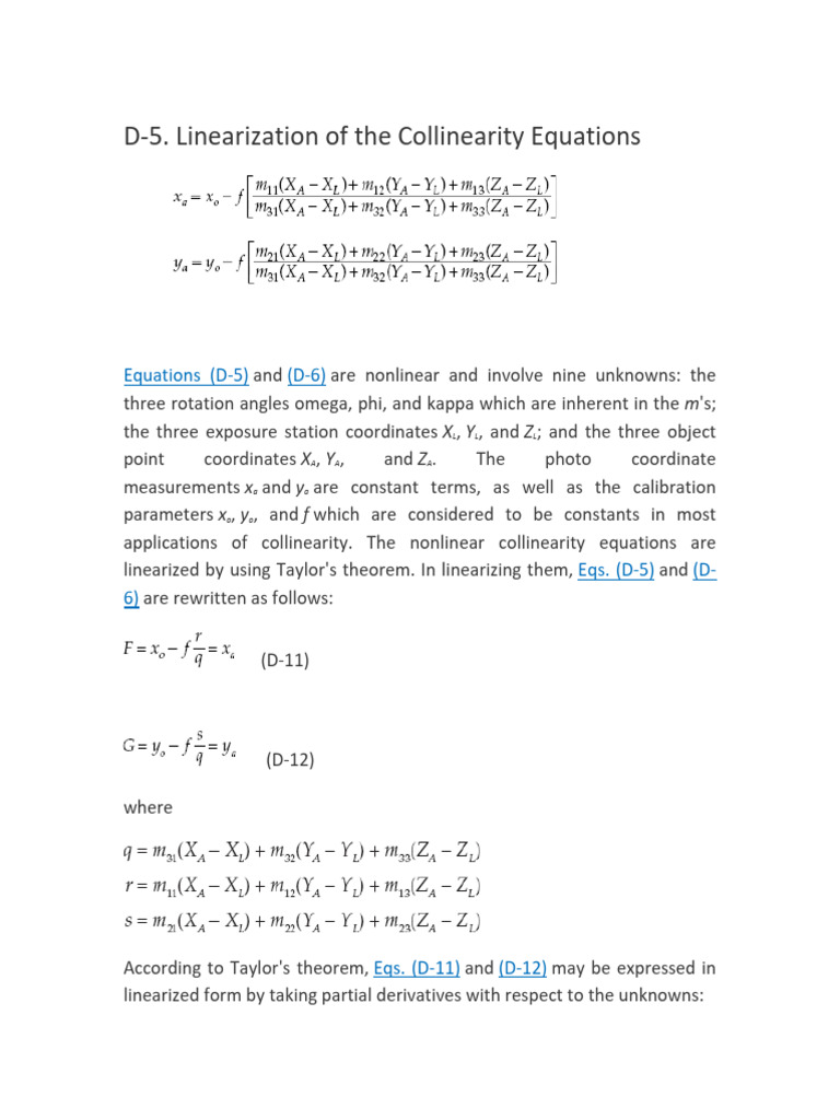 Linearization - of - Collinearity Equations | PDF