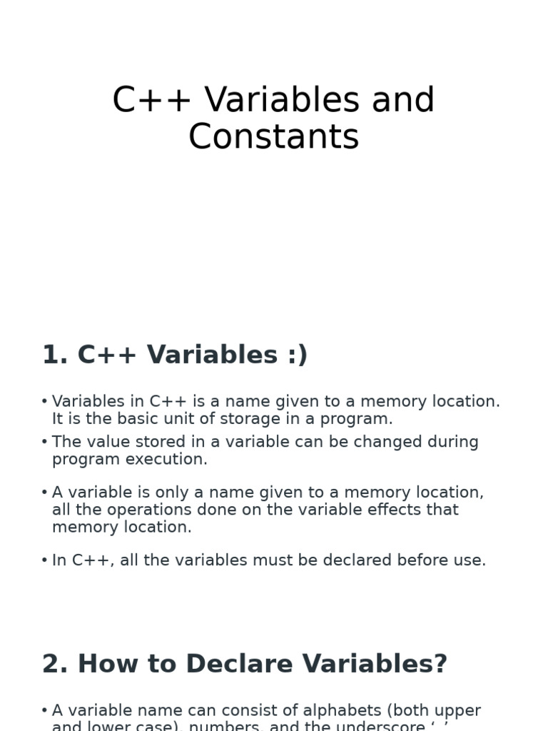 C++ Variables and Constants | PDF | Scope (Computer Science) | Variable ...