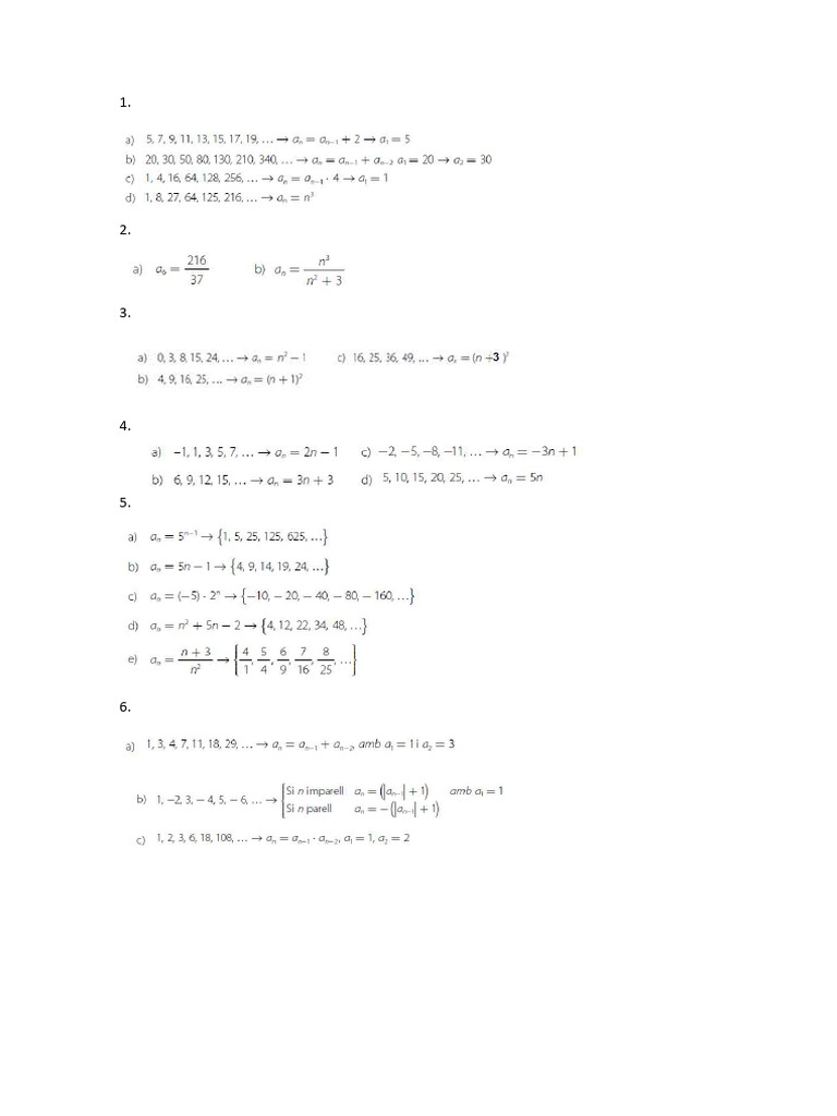 2'. Exercicis Introducció Successions (Solució) | PDF