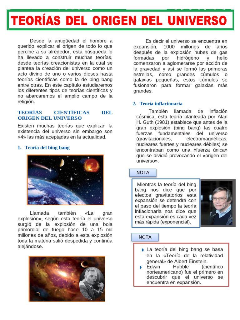 Teorías Del Origen Del Universo | PDF | Universo | Big Bang
