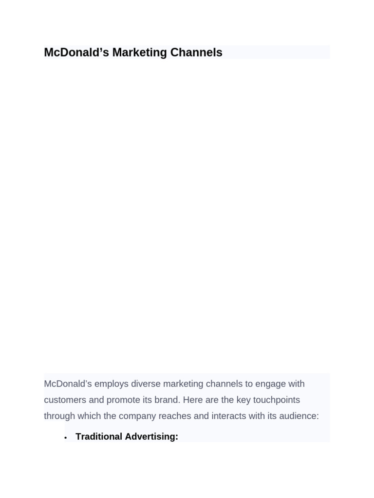 McDonald's Marketing Channels | PDF