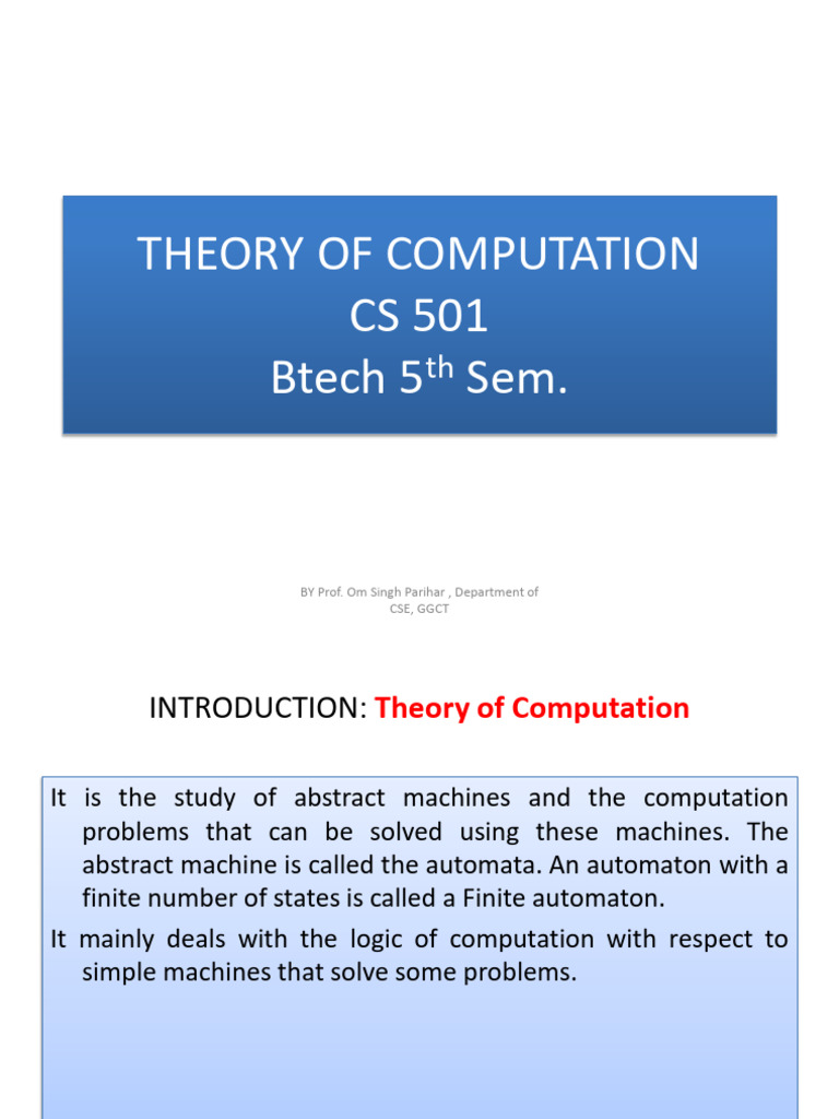 TOC UNIT 1 | PDF | Automata Theory | Theory Of Computation TOC UNIT 1 | PDF | Automata Theory | Theory Of Computation