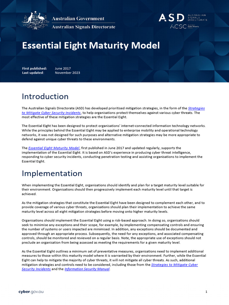 PROTECT - Essential Eight Maturity Model (November 2023) | PDF ...