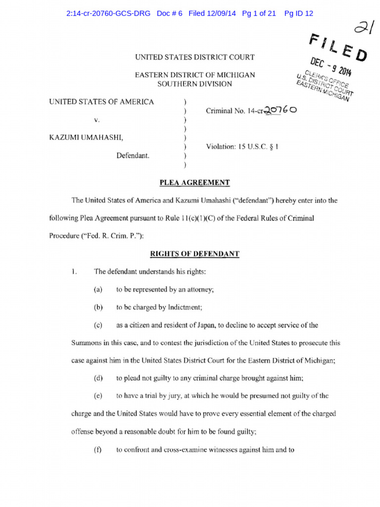Plea Agreement | PDF | United States Federal Sentencing Guidelines | Plea