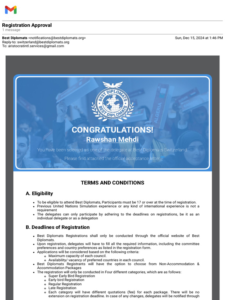 Gmail - Registration Approval | PDF | Credit Card | Copyright