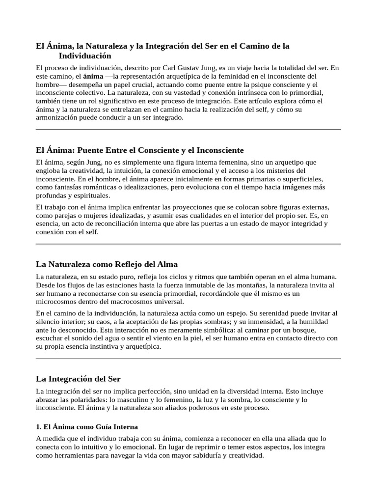 Ánima y Naturaleza en la Individuación | PDF