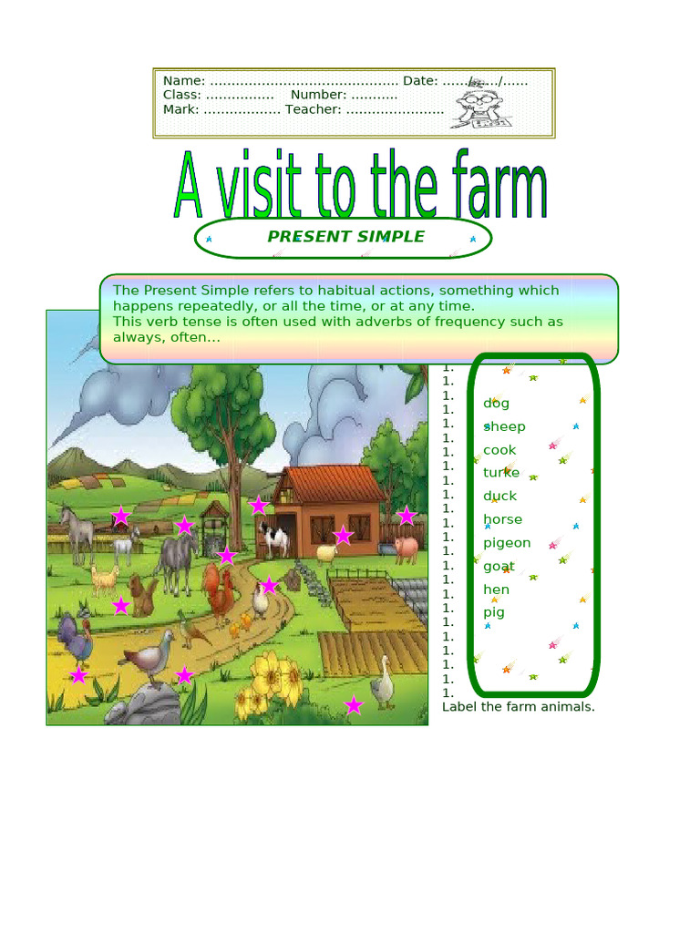 Farm Animals and Present Simple Activities | PDF | Chicken | Linguistics