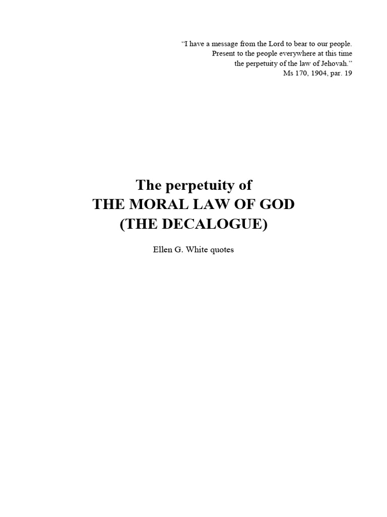 The Perpetuity of The Moral Law of God - A4 | PDF | Ten Commandments ...