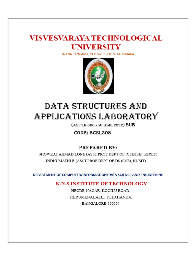 Dsa Lab (3RD Sem) Manual (New Edited) | PDF | Queue (Abstract Data Type) | Algorithms And Data ...