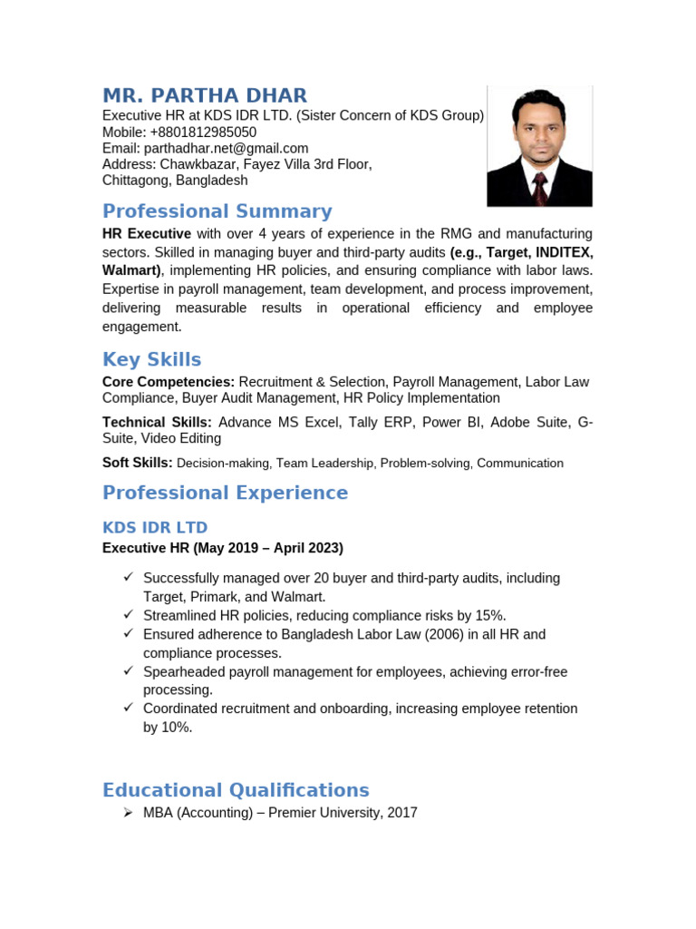 Partha_Dhar_CV | PDF