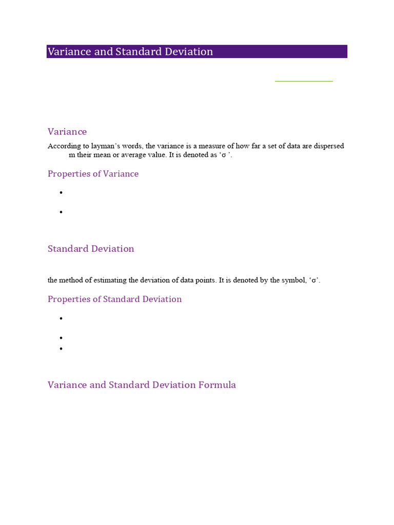 Variance and Standard Deviation | PDF | Variance | Standard Deviation