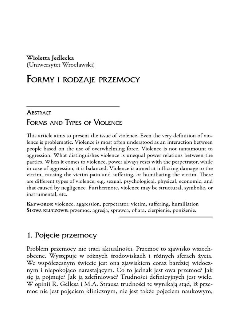 02 Jedlecka W Formy I Rodzaje Przemocy | PDF