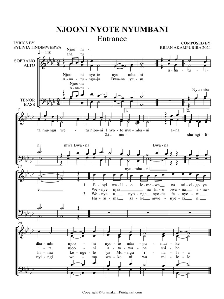 Njooni Nyote Nyumbani by Akampurira Brian | PDF