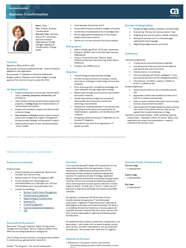 Persona BT QuickRef Oct15 | PDF | Business