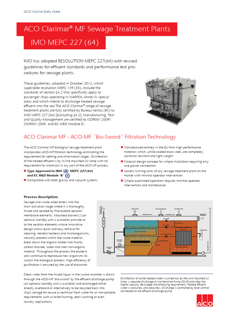 ACO Data Sheet Clarimar MF EN | PDF | Sewage Treatment | Water Treatment