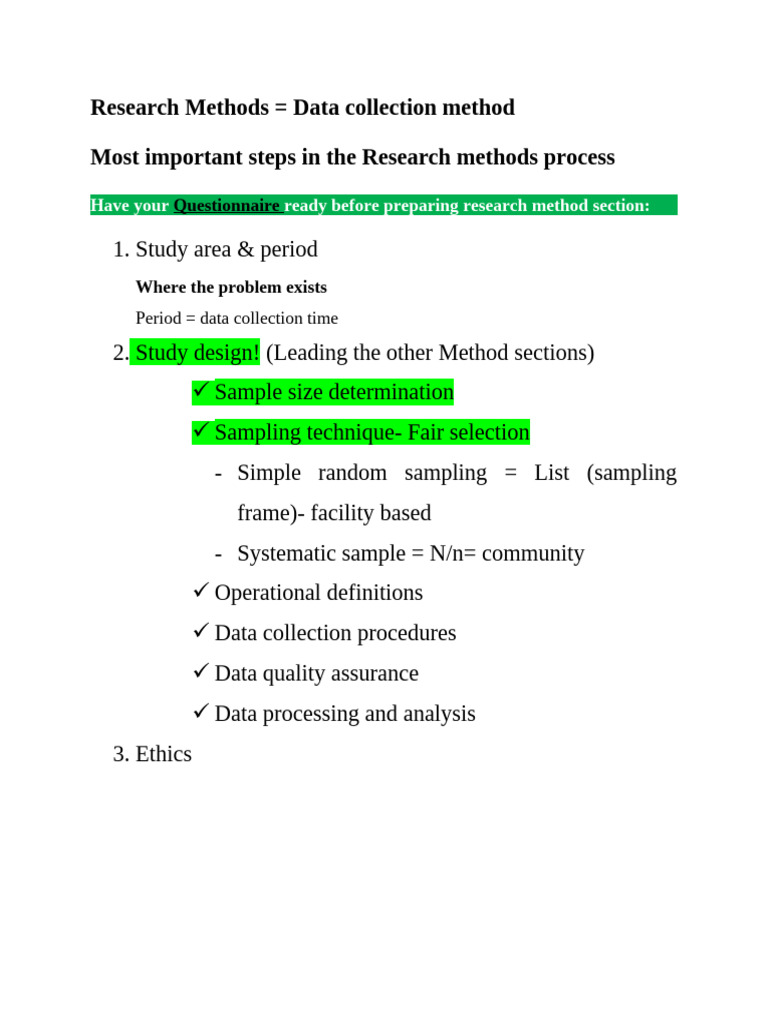 Most Important Steps in The Research Methods Process | PDF
