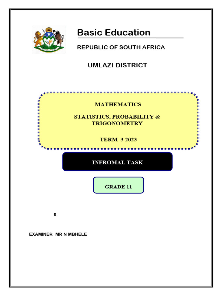 Grade 11 Term 3 Maths Past Papers