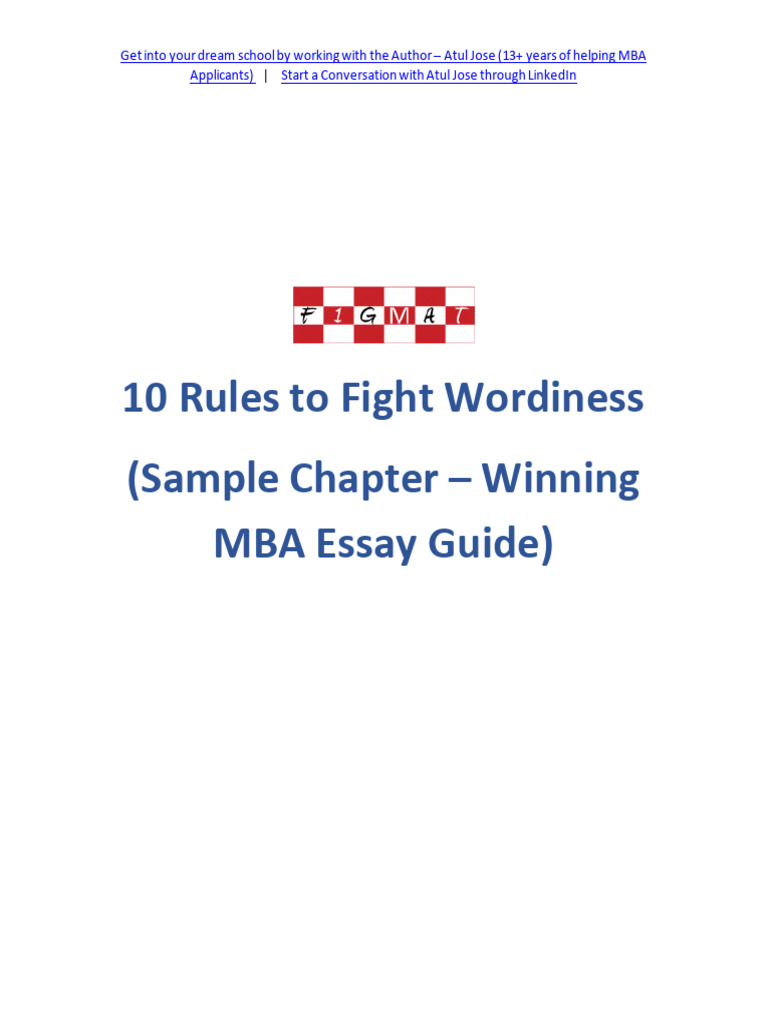 10 Rules Fight Wordiness Sample Chapter Winning MBA Essay Guide 2022 ...