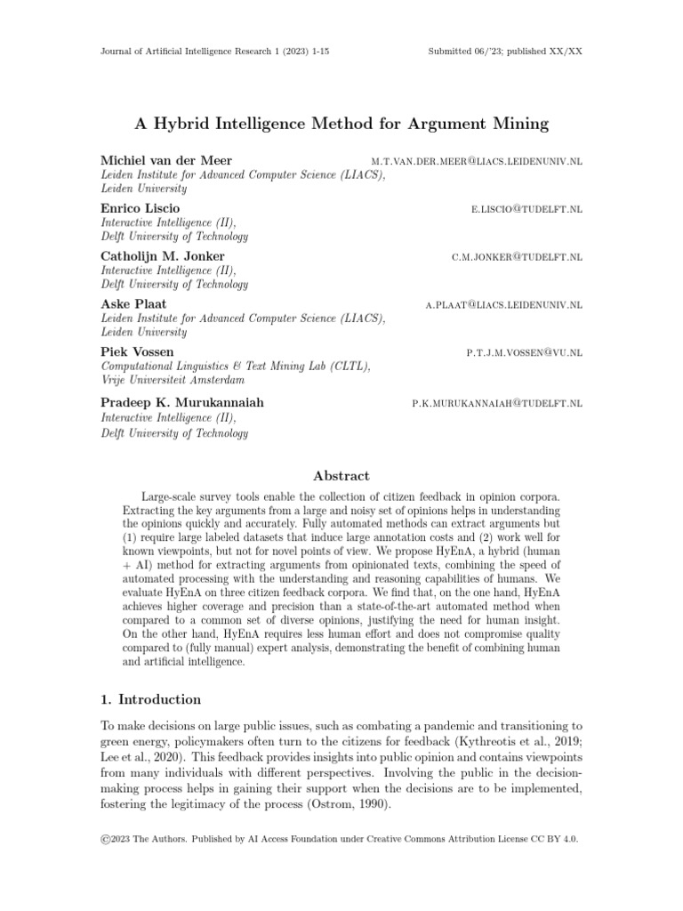 A Hybrid Intelligence Method For Argument Mining | PDF | Cluster Analysis | Argument