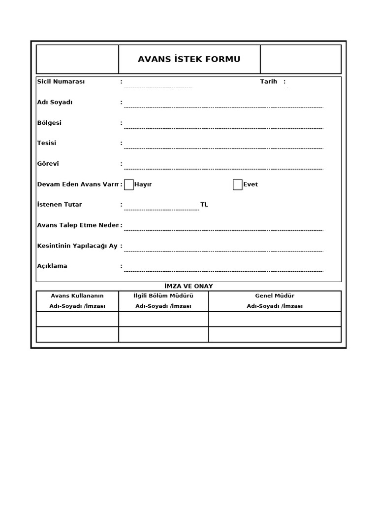 6.2-F.28 Avans İstek Formu | PDF