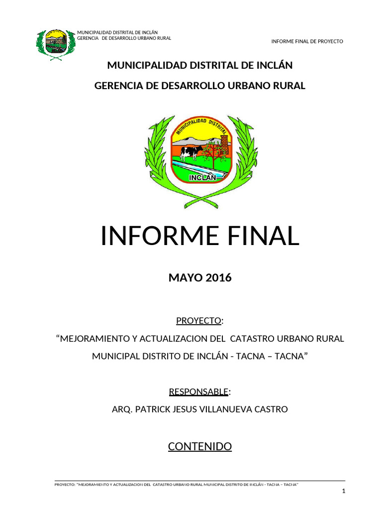 Informe Final Catastro Memoria Corregida | PDF | Presupuesto | Tecnologías de la información