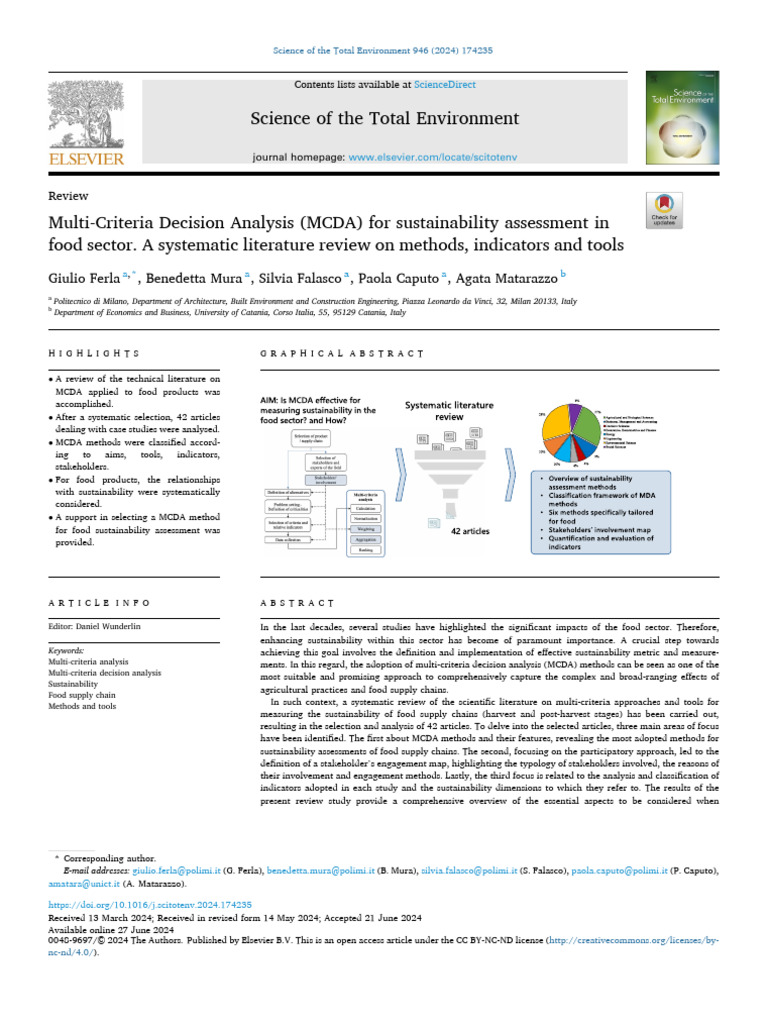 Multi-Criteria Decision Analysis (MCDA) For Sustainability Assessment ...