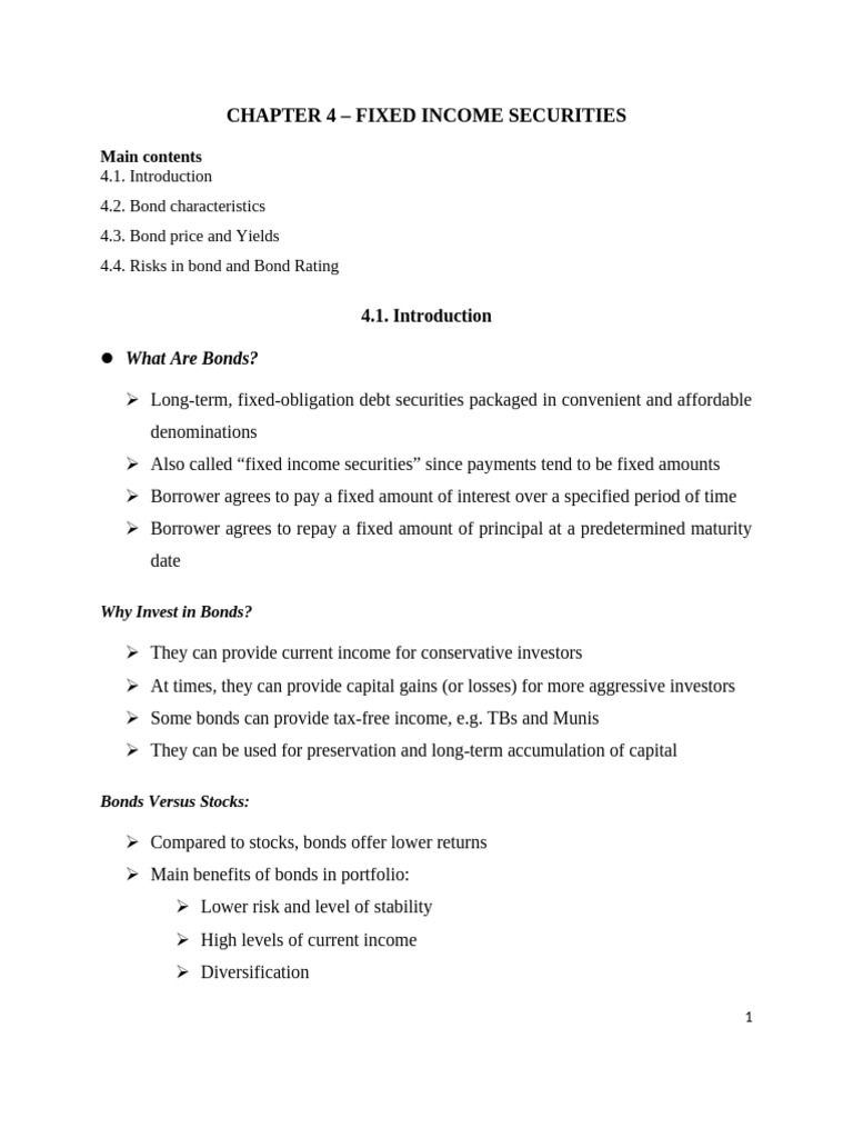 Understanding Fixed Income Securities | PDF | Bonds (Finance) | Yield ...