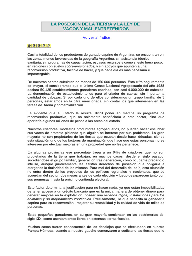 LA POSESIÓN DE LA TIERRA y LA LEY DE | PDF