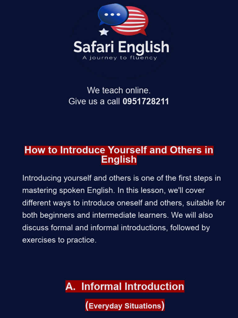 Introduction - Safari English Free Course | PDF | Learning