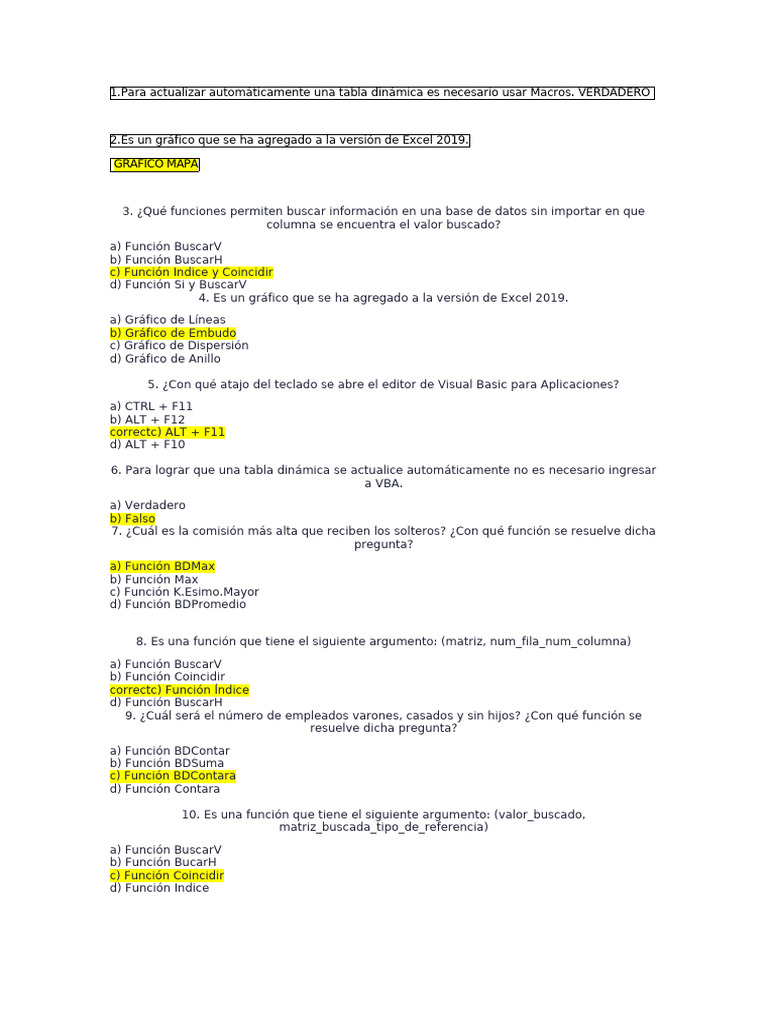 Examen Avanzado Camex Pdf Microsoft Excel Informática