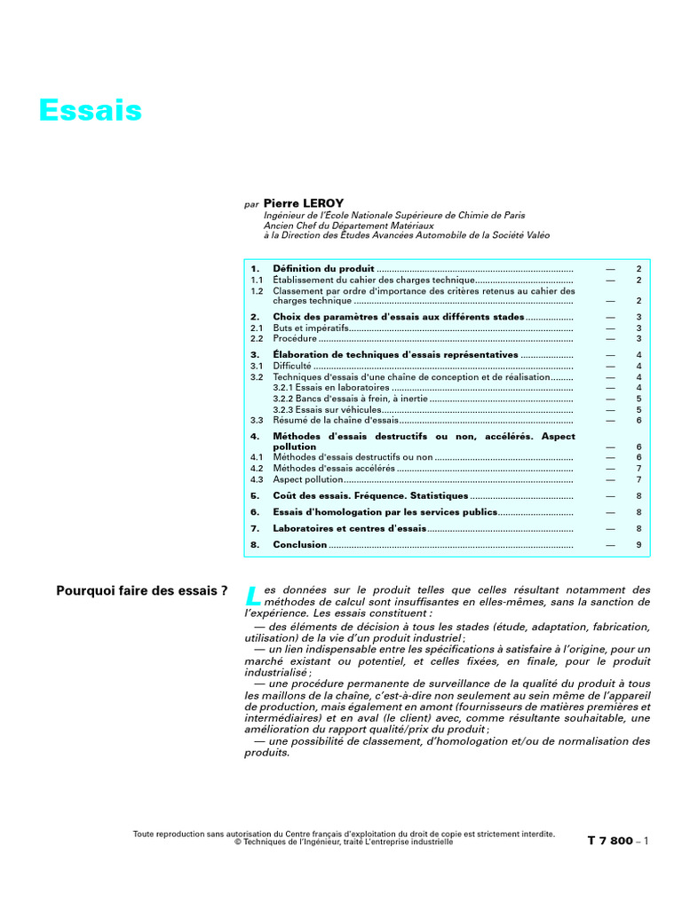 Importance des essais en industrie | PDF | Frein | Voitures