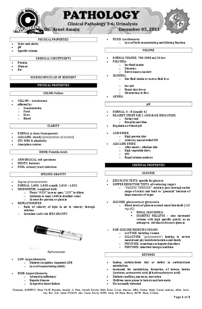Clinical Pathology 3-6 Urinalysis | PDF | Urine | Kidney
