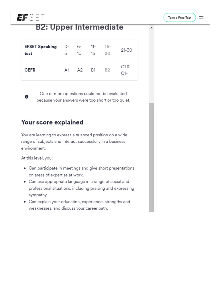 Free English speaking test _ EF SET | PDF