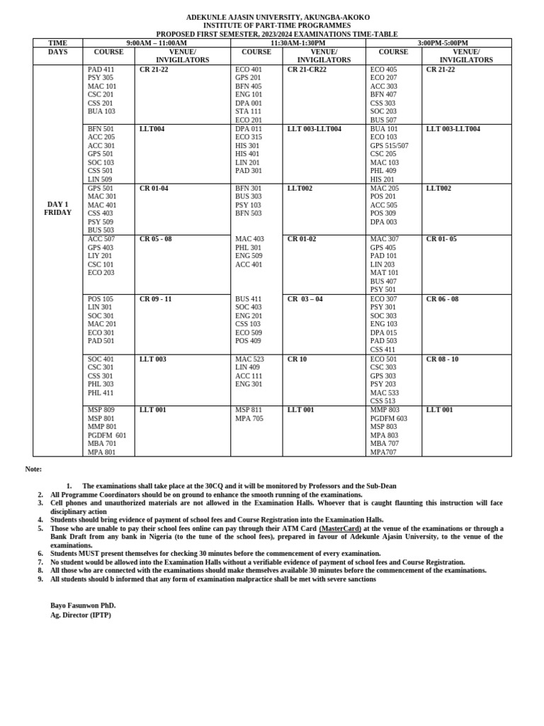 TIME TABLE 24-25 | PDF | Service Industries | Financial Services