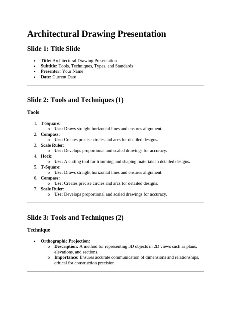 Architectural Drawing Presentation O1 | PDF | Technical Drawing | Design