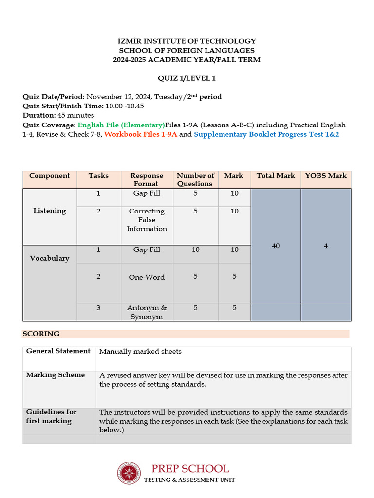 Q1_12.11.2024_L1 ANNOUNCEMENT & SAMPLE TEST ITEMS | PDF | Vocabulary