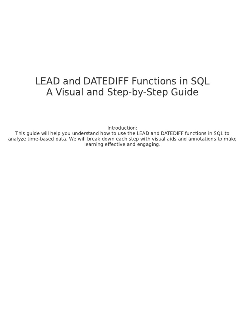 Enhanced_LEAD_DATEDIFF_SQL_Example | PDF | Sql | Data Enhanced_LEAD_DATEDIFF_SQL_Example | PDF | Sql | Data