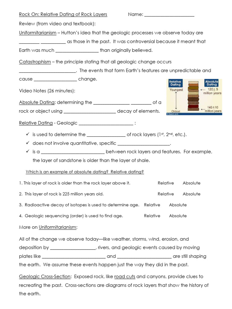 Rock On V2 Video Notes Dating Rock Layers | PDF | Geology | Rock (Geology)